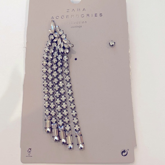 Zara | Jewelry | Zara Crystal Waterfall Earring Stud | Poshmark